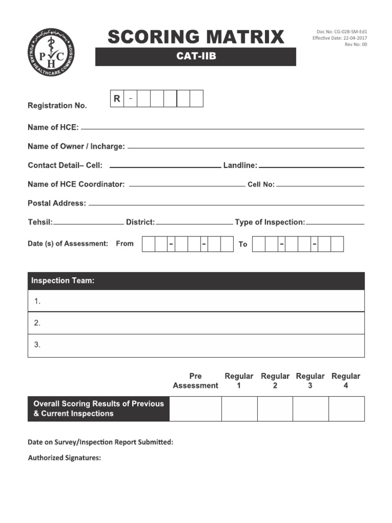 Scoring Matrix Cat IIB | PDF