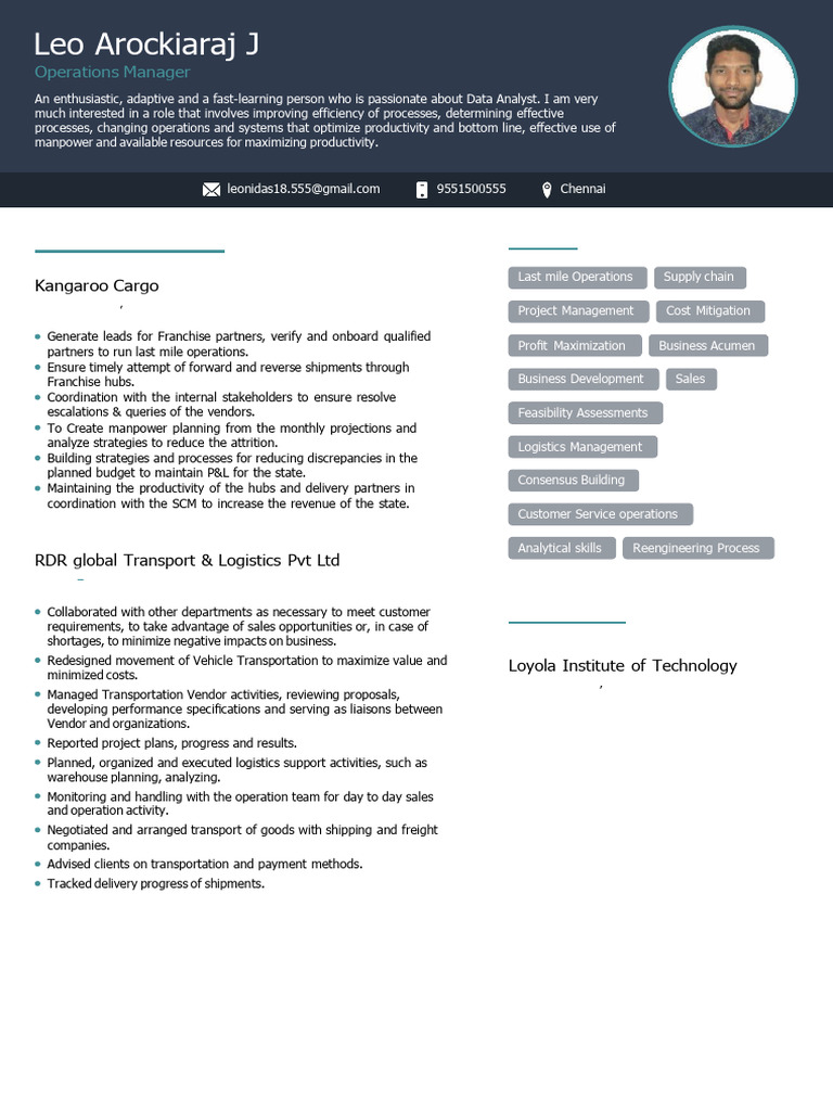 Leo updated resume | PDF | Logistics | Supply Chain Management