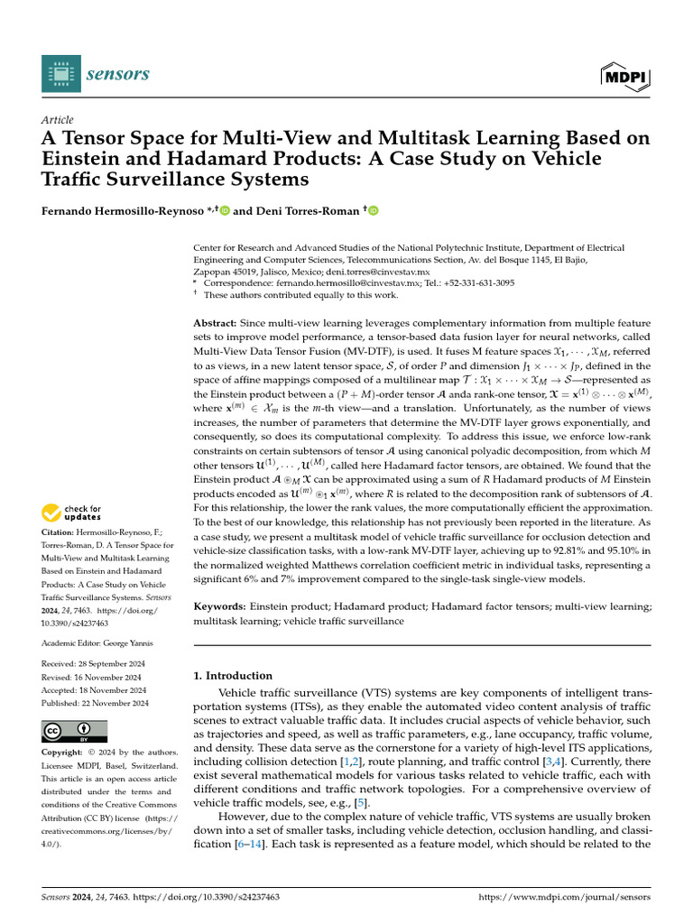 sensors-24-07463-v2 | PDF | Tensor | Machine Learning