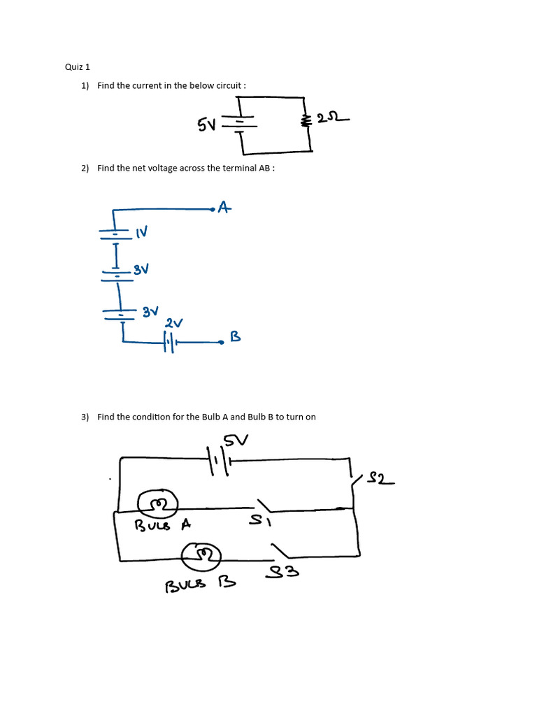 Circuit Analysis Quiz Questions | PDF