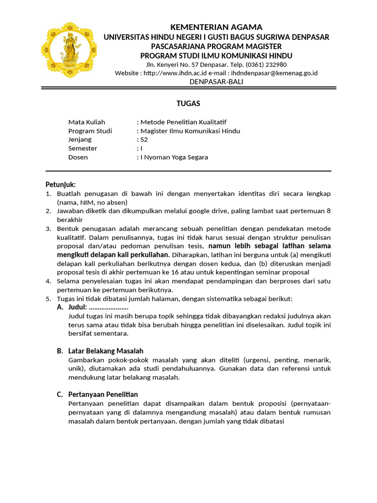 Tugas Metlit Kualitatif IKH S2 - 2024 | PDF