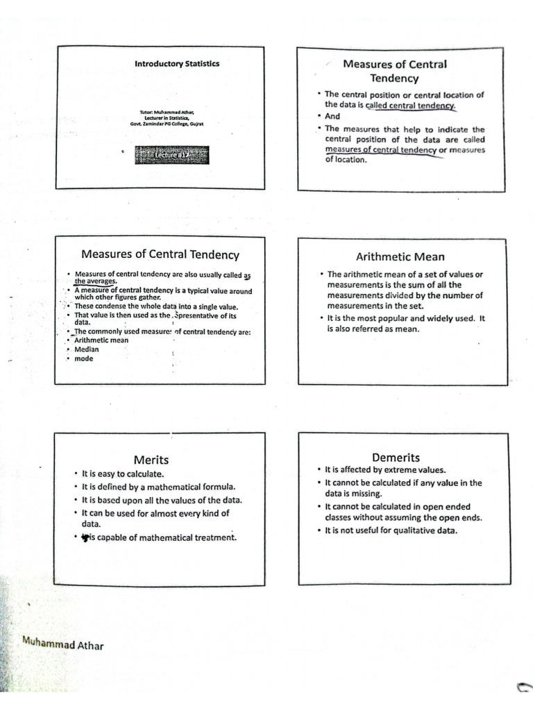 Mean Median Mode Standard Deviation Center Tendency Pdf