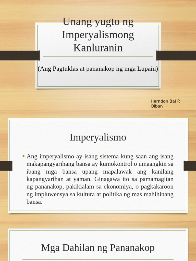 Unang Yugto Ng Imperyalismong Kanluranin | PDF