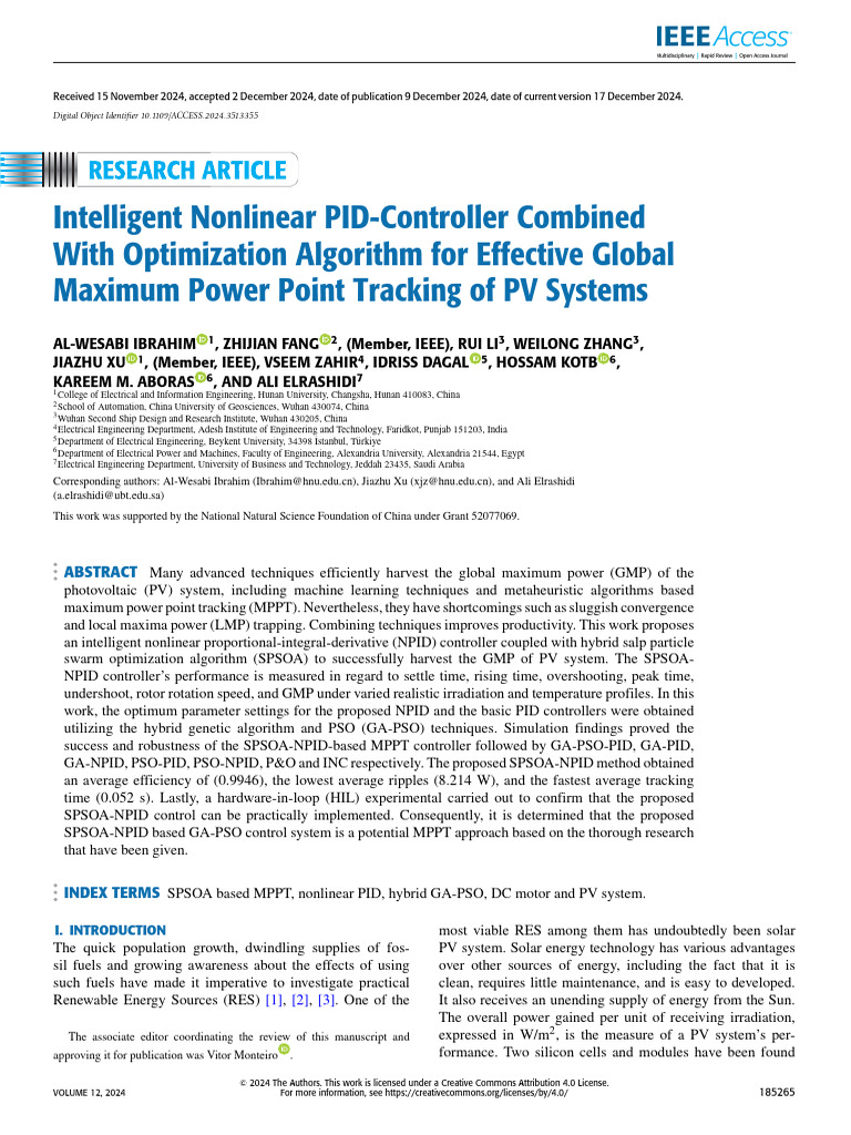 Intelligent Nonlinear PID-Controller Combined With Optimization Algorithm For Effective Global ...