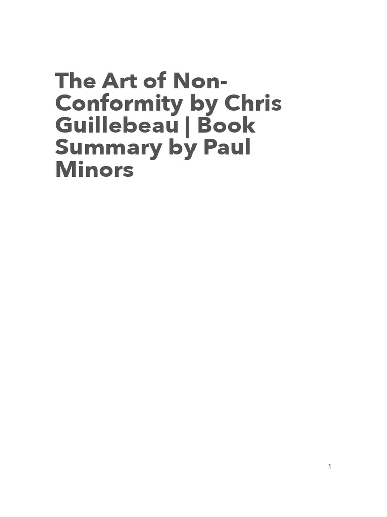 Summary of The Art of Non-Conformity | PDF