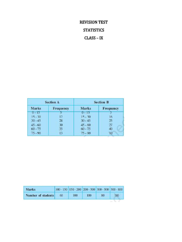 Revision Test - Statistics | PDF
