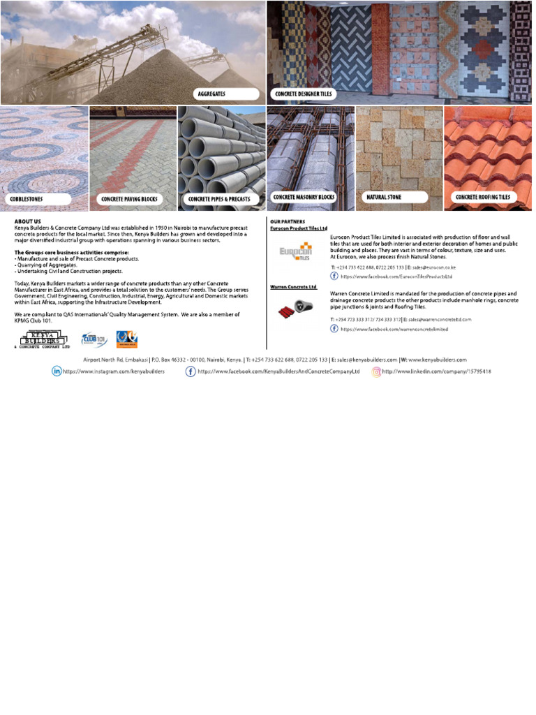 Kenya Builders Product Catalogue | PDF | Civil Engineering | Natural ...