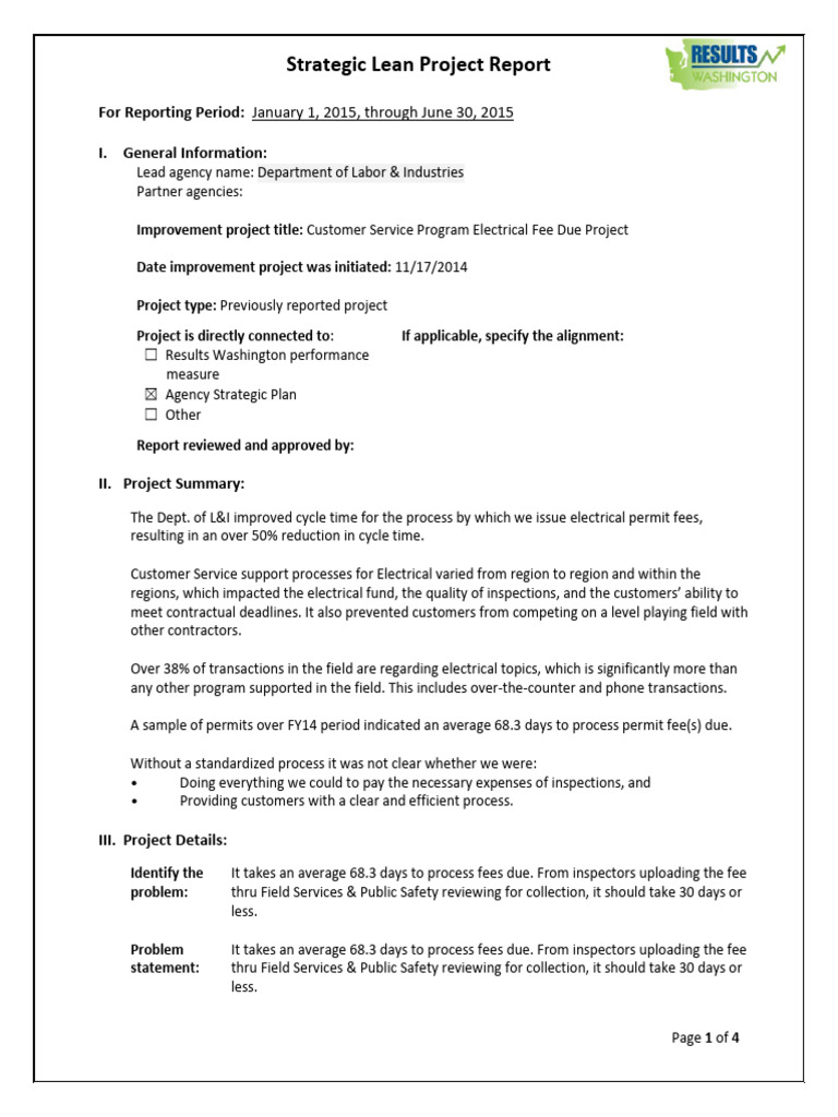 LNI Strategic Lean Project Report - Combined - Jan-June 2015 | PDF ...
