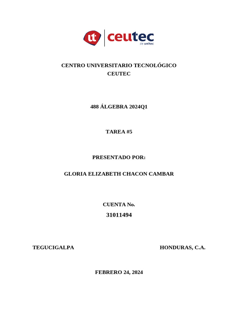 Tarea 5 - Algebra | PDF