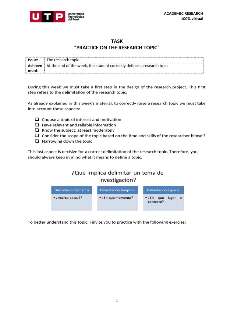 S2_Practical_Task On The Research Topic (1) | PDF | Peru | Behavioural Sciences