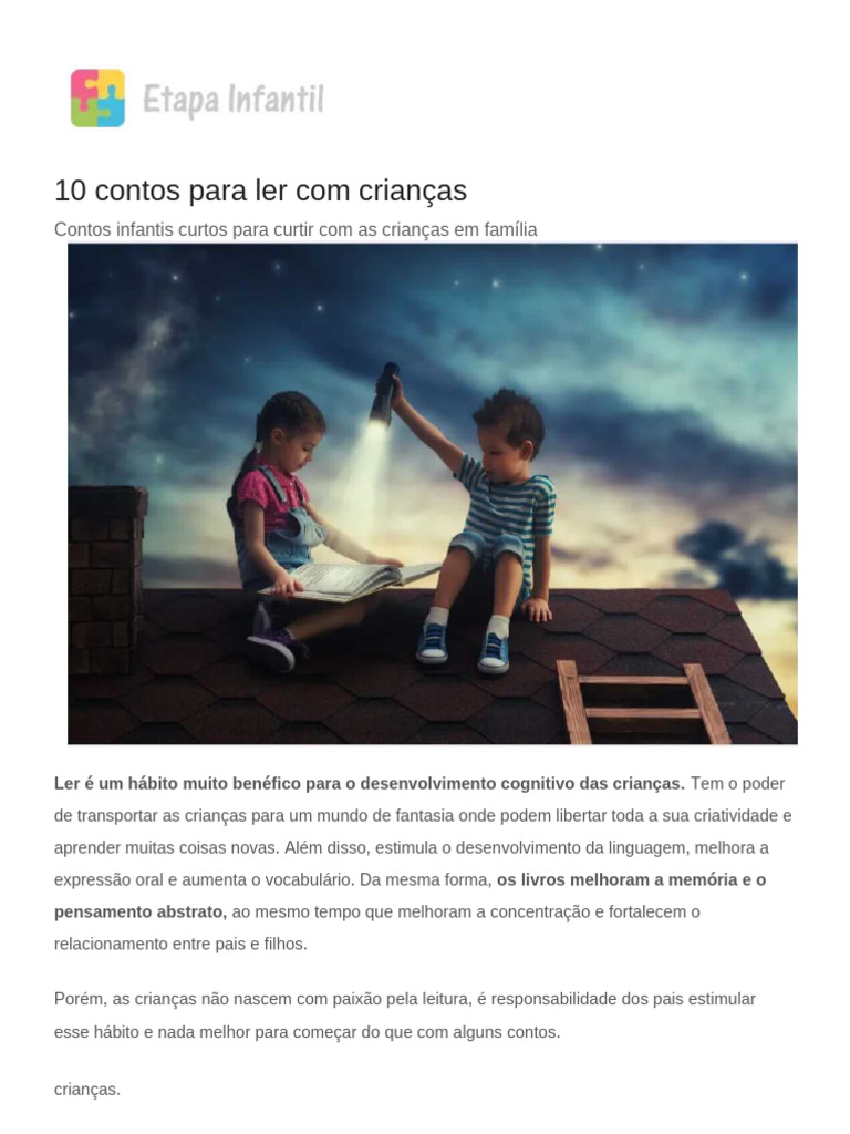 10 Contos Curtos para Ler Com Crianças - Etapa Infantil | PDF ...