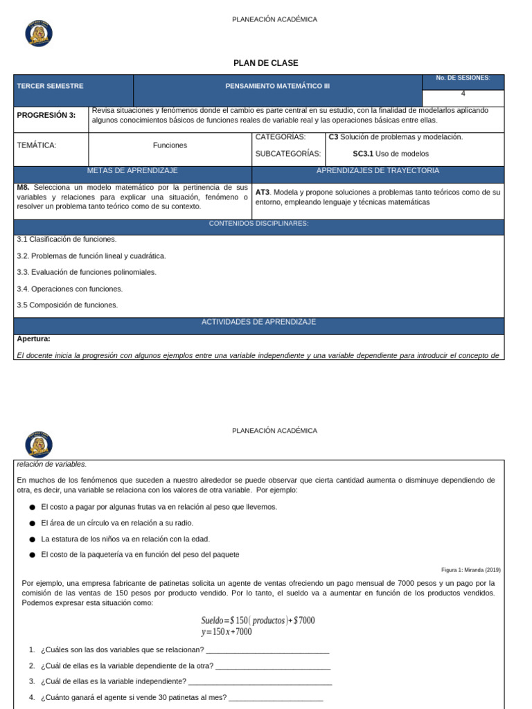 PM III - Progresión 3 | PDF | Variable (Matemáticas) | Función (Matemáticas)