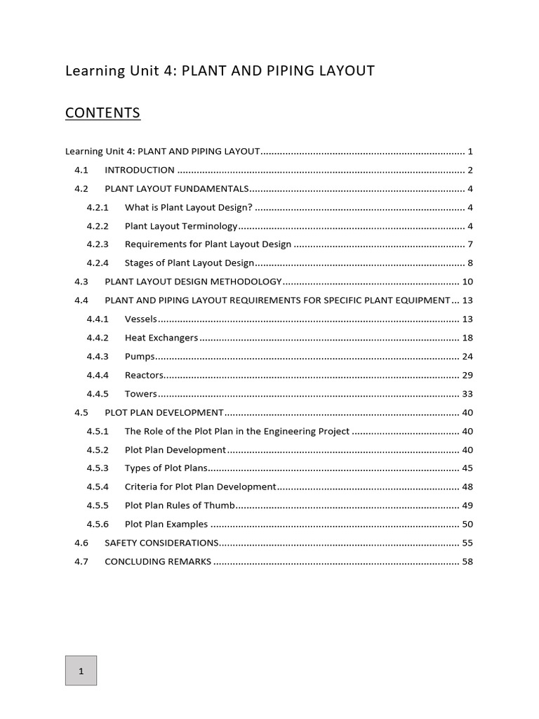 Learning Unit 4-Plant and piping layout (1) | PDF | Pump | Chemical Reactor