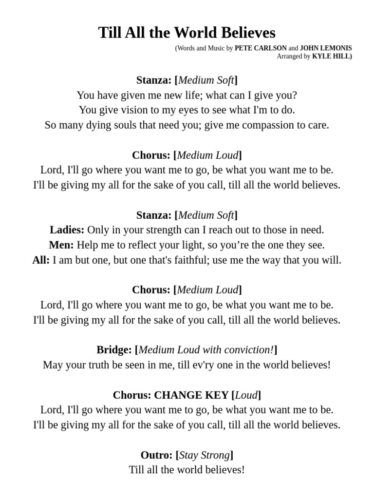 Till All The World Believes | PDF