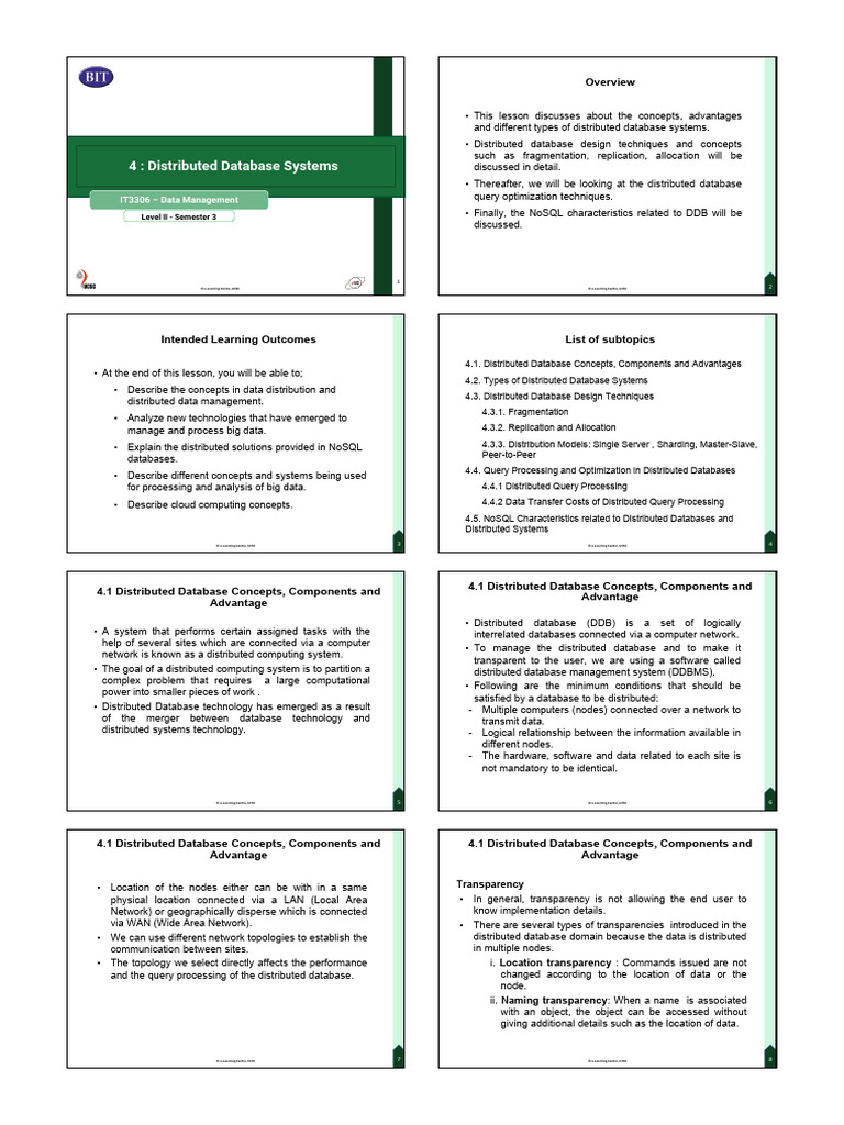 Chapter 04 - Distributed Database Systems | PDF | Databases | Scalability