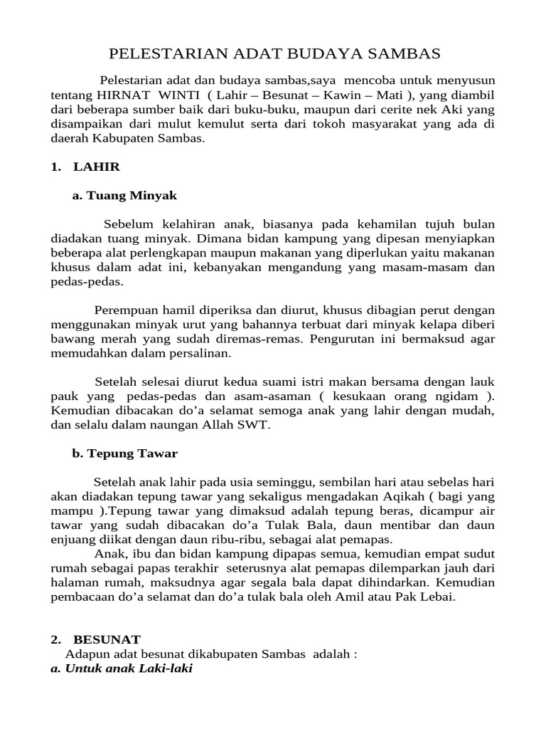 Pelestarian Adat Budaya Sambas | PDF