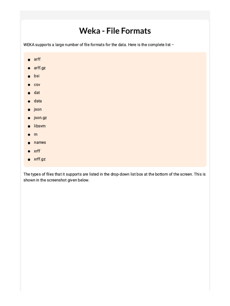 Weka - File Formats5 | PDF