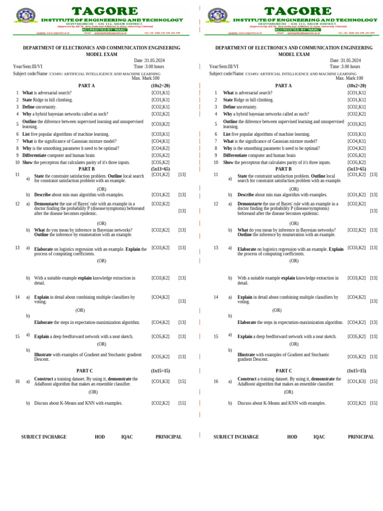 Aiml Set 2 Pdf Machine Learning Theoretical Computer Science
