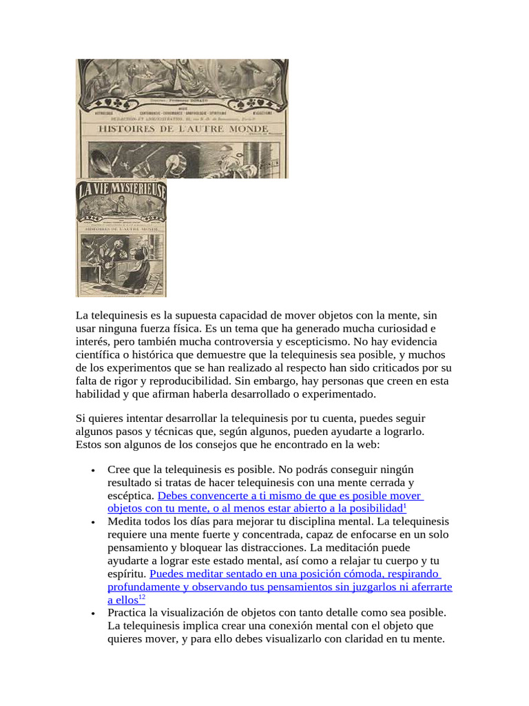 Técnicas para Desarrollar Telequinesis | PDF | Mente | Escepticismo