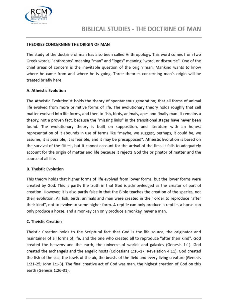 The Doctrine of Man Lessons 12 | PDF | Soul | Genesis Creation Narrative