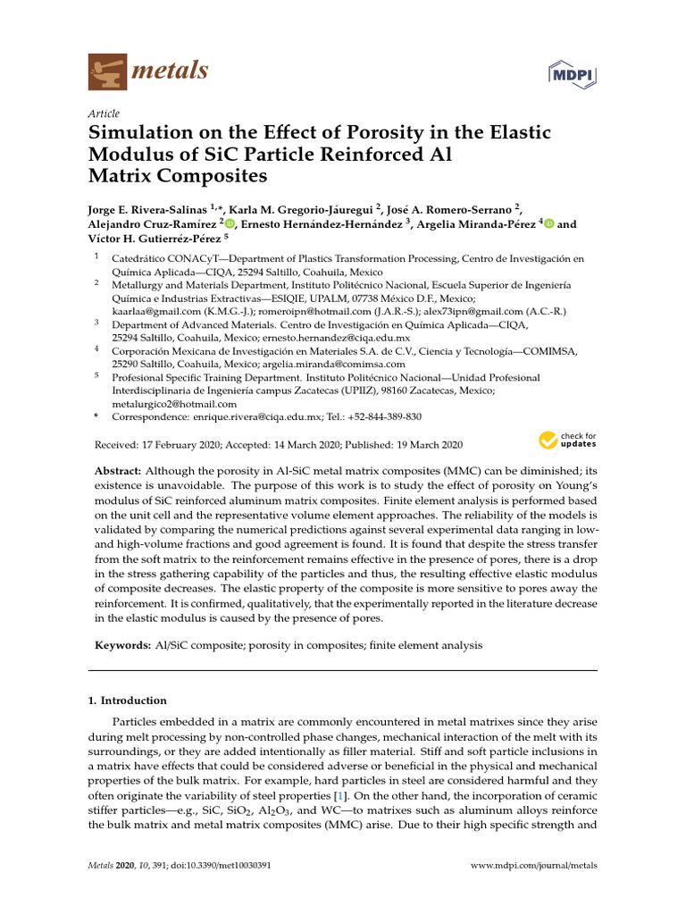 Simulation On The Effect of Porosity in The Elasti | PDF | Composite Material | Young's Modulus