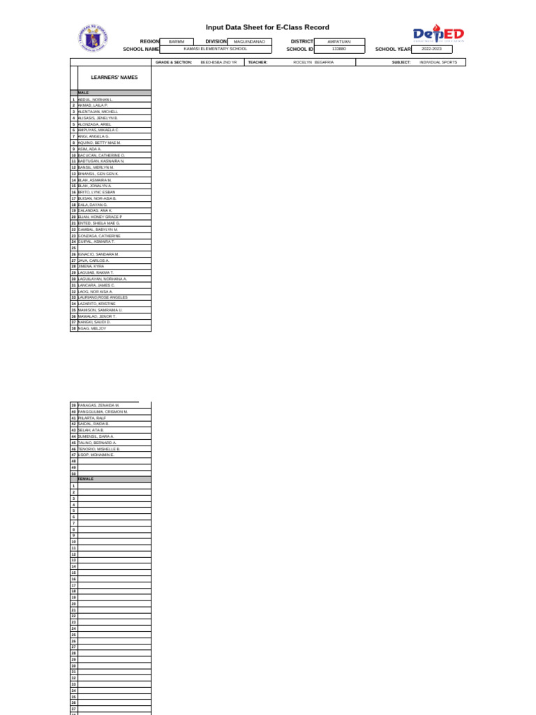 Beed-Bsba 2nd Year. Individual Sport | PDF