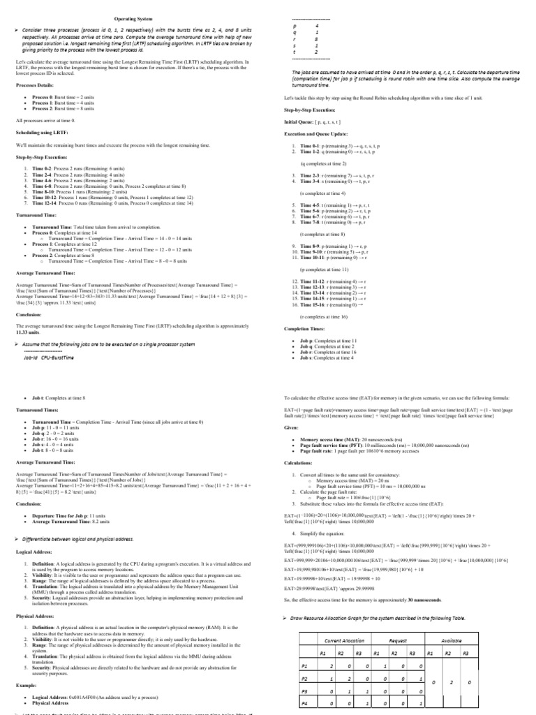 OS Exam | PDF | Scheduling (Computing) | Computer Hardware