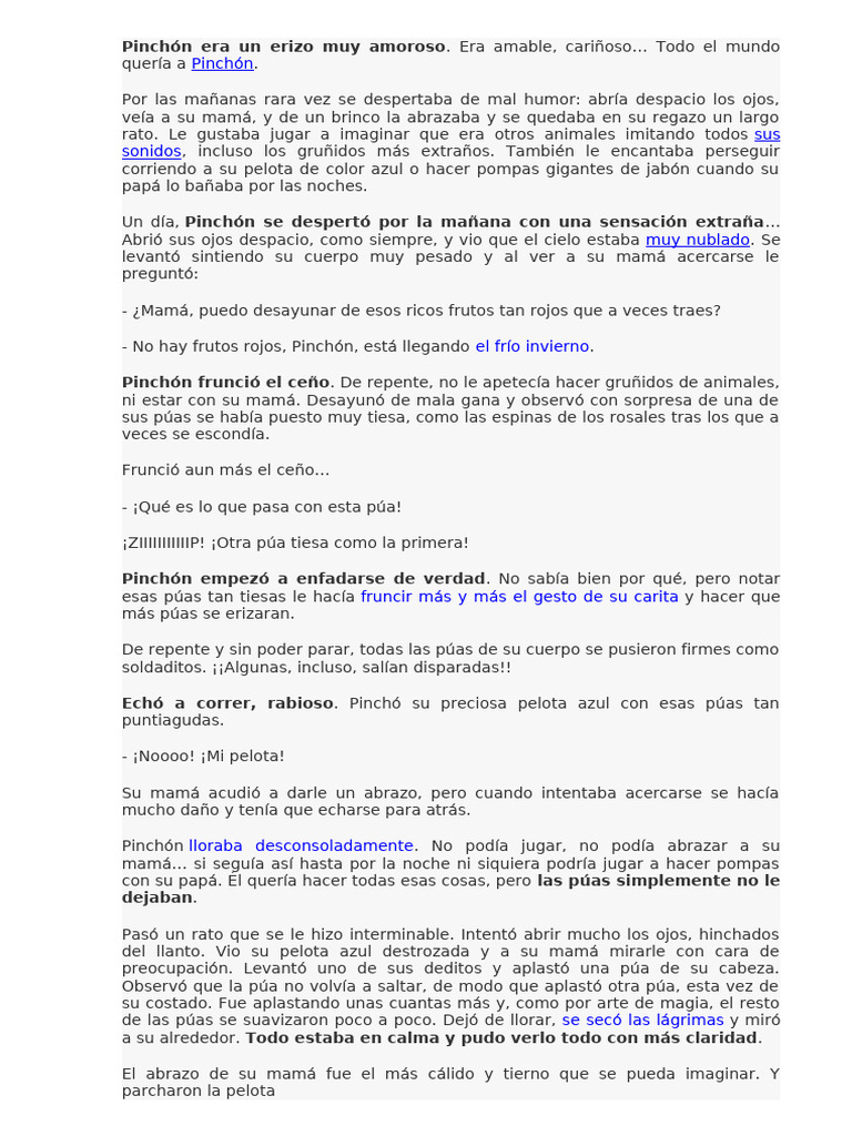 Cuento Erizo Pinchon Pdf