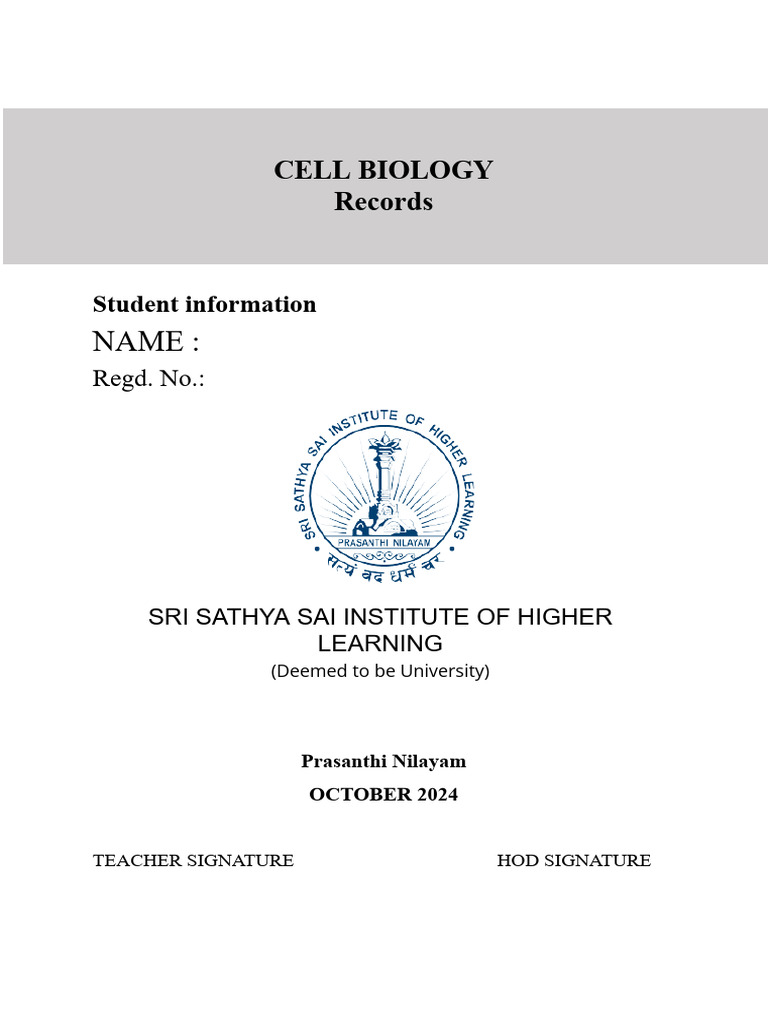 Cell Biology Experiment Records | PDF