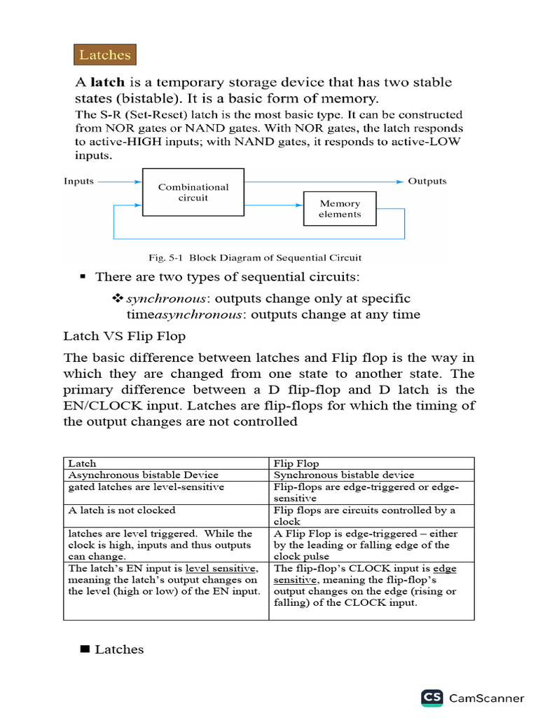 Latch Notes Pdf Digital Technology Electronic Circuits