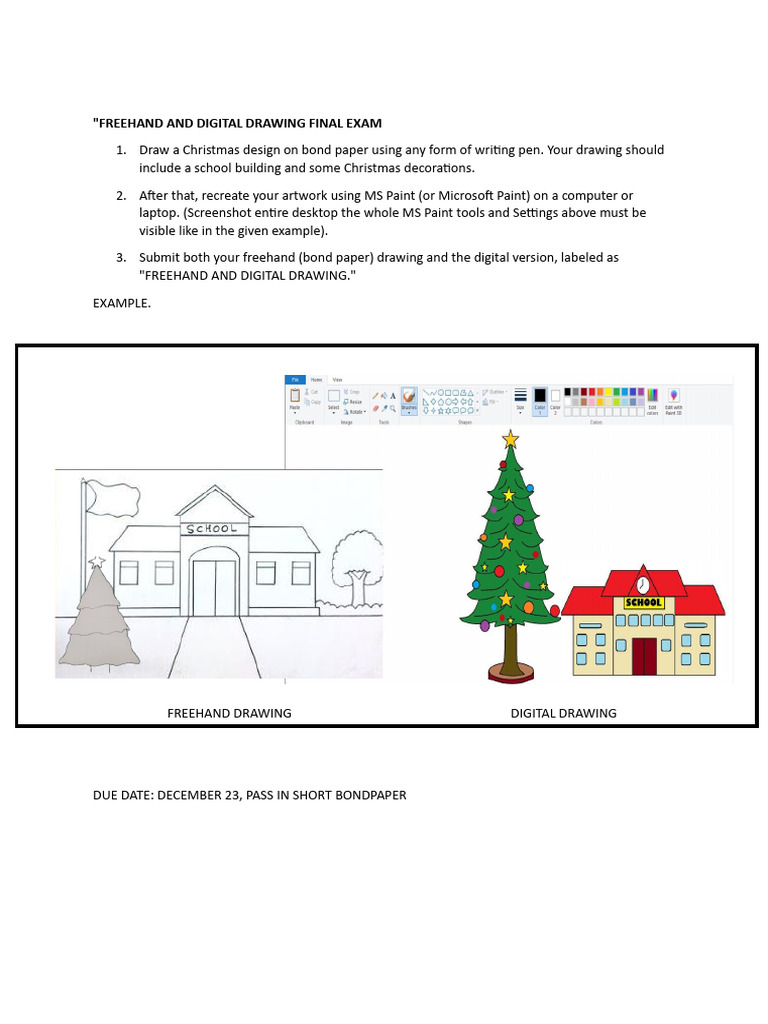 Freehand and Digital Drawing Exam | PDF