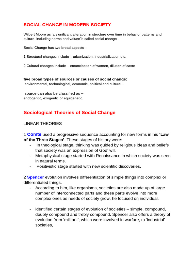 Social Change in Modern Society | PDF | Society | Evolution