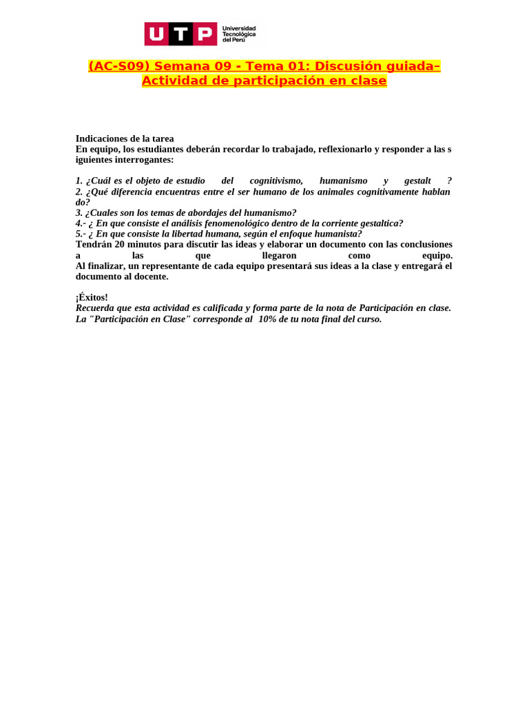 (AC-S09) Semana 09 - Tema 01 Discusión Guiada– Actividad de ...