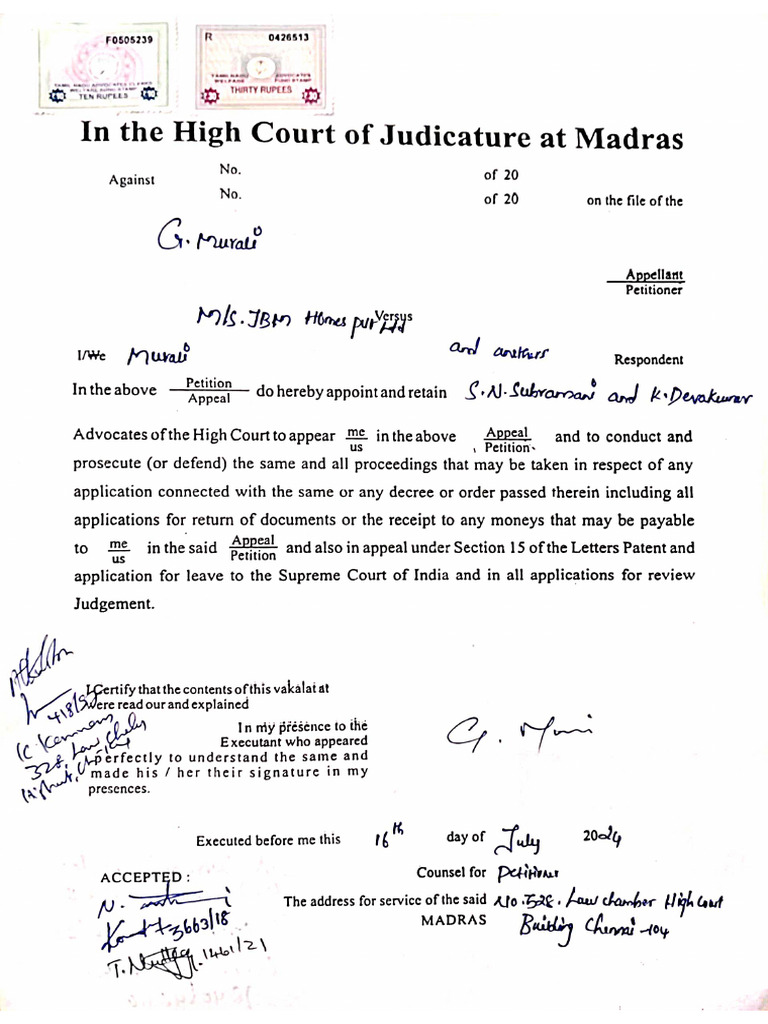 Vakalat Murali | PDF | Courts | Judiciaries