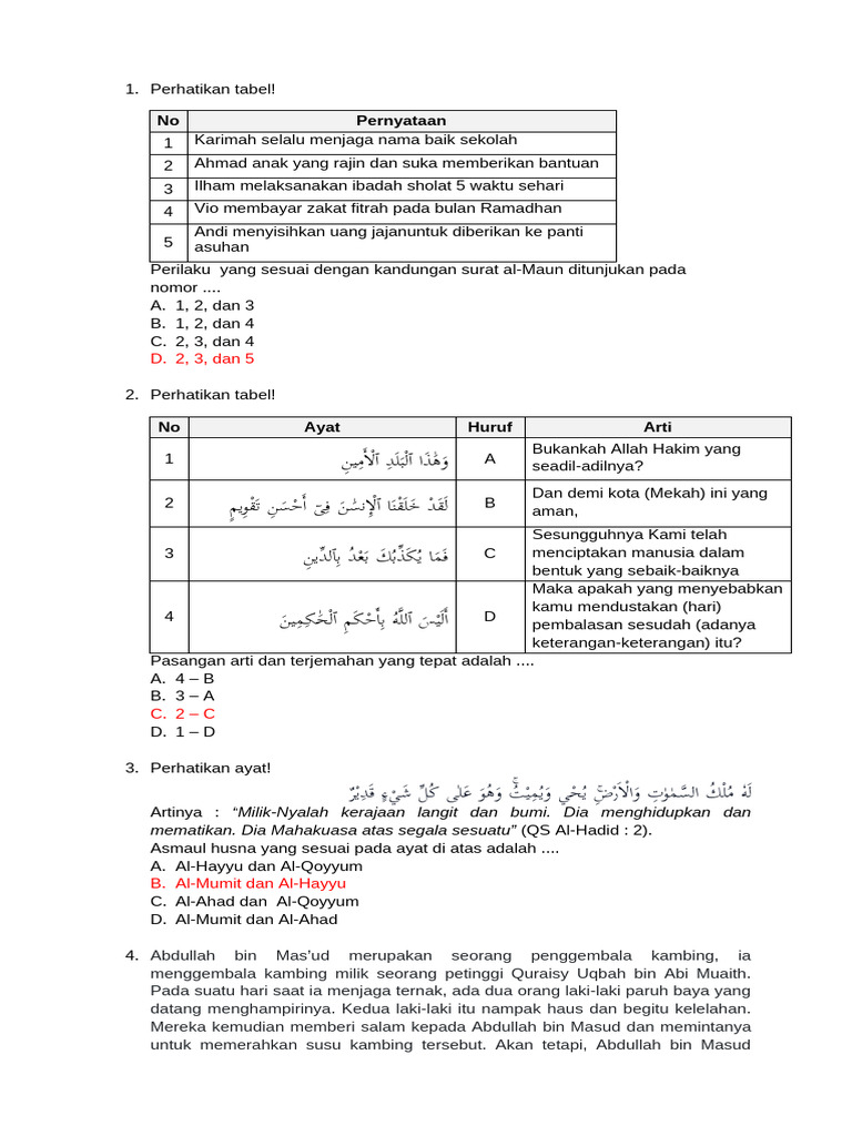 Soal Aasp Pai KLS 5 Paket 2 | PDF