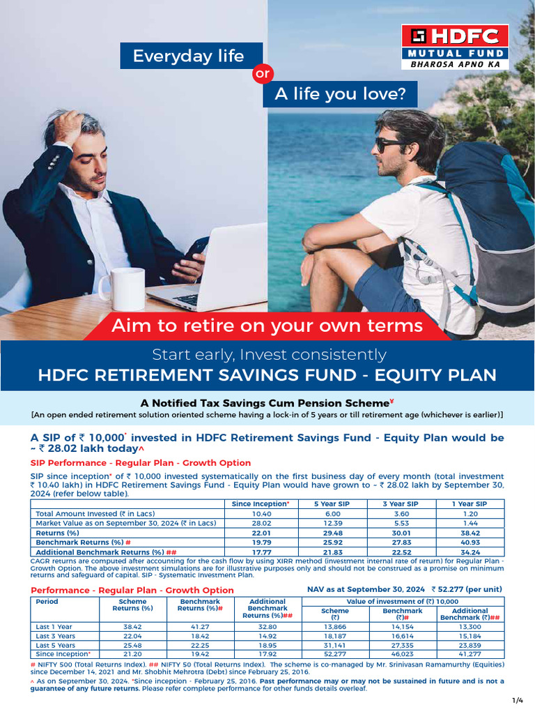 HDFC Retirement Savings Fund - Equity Plan Leaflet (as of September ...