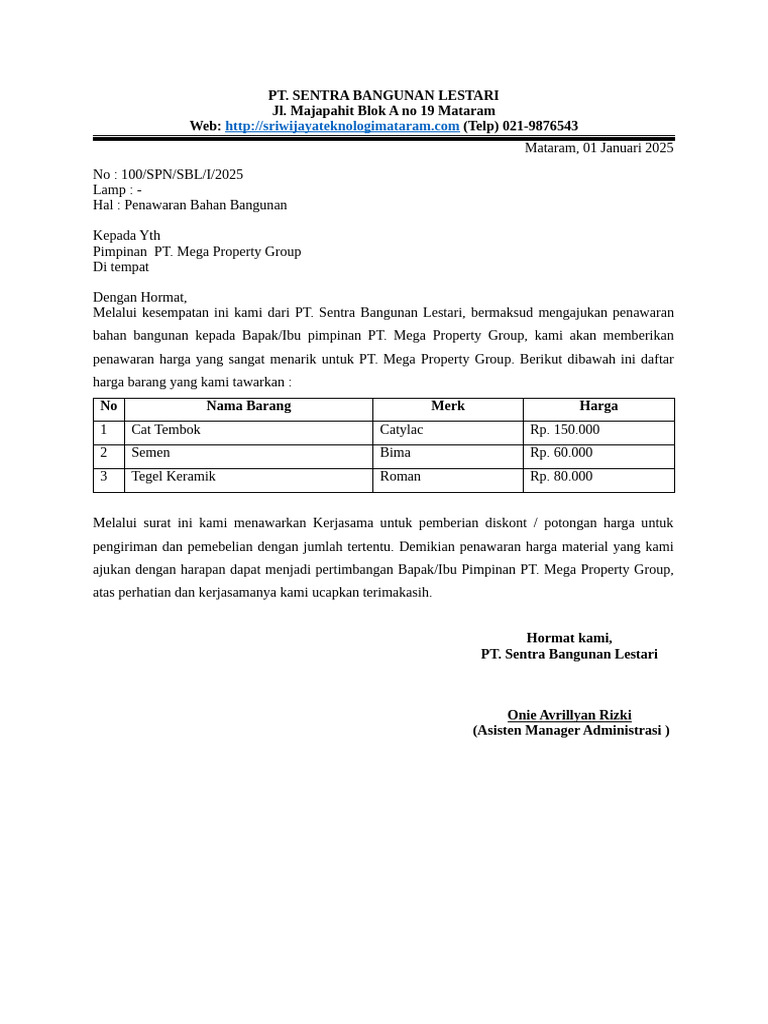 Surat Penawaran | PDF