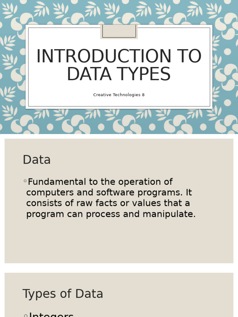 I Types Of Data 1 Pdf Data Type Boolean Data Type