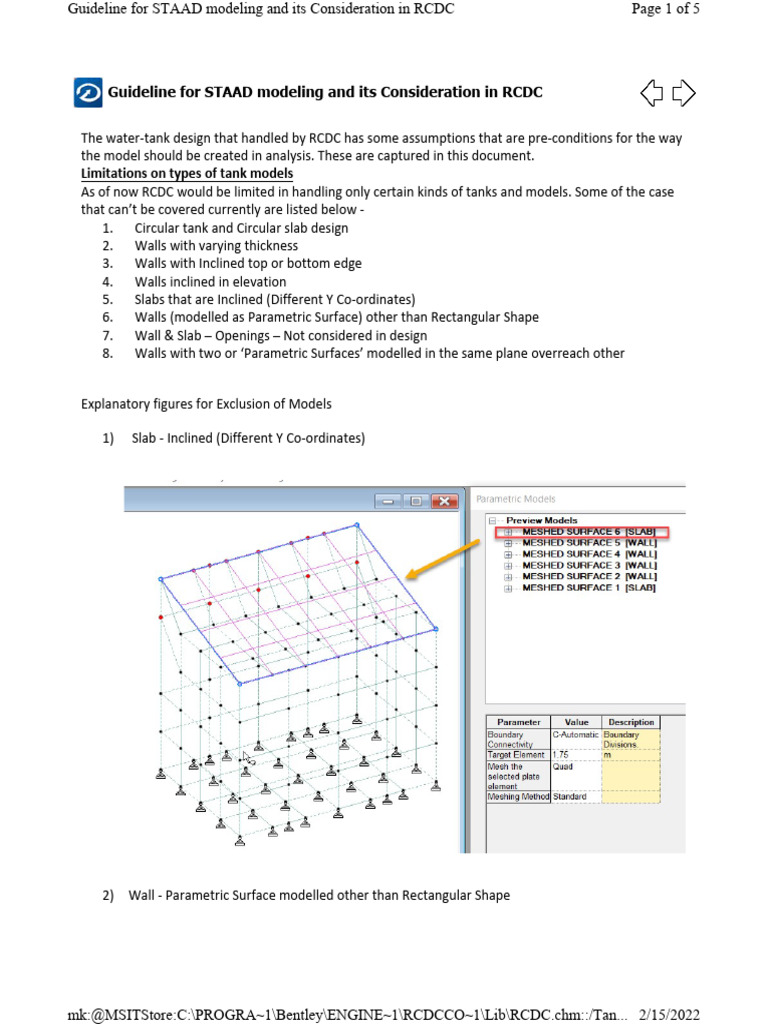 Modelling Requirement For Water Tank Structure | PDF