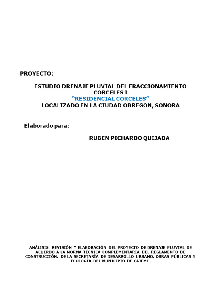Drenaje Pluvial Residencial Corceles I | PDF | Ciencias de la Tierra ...