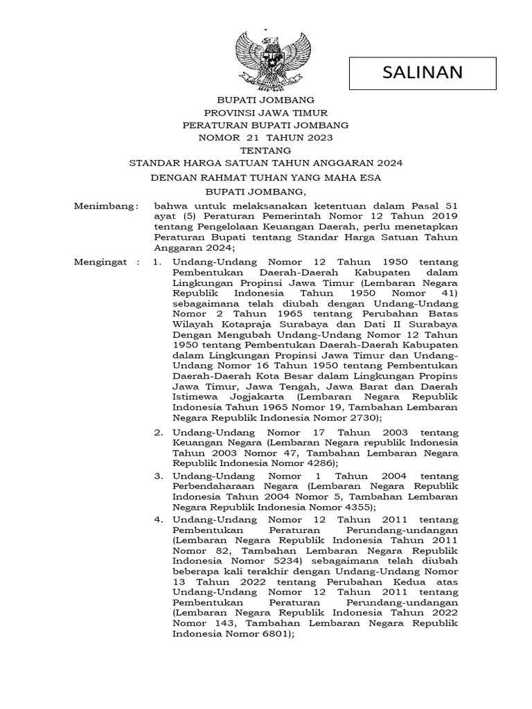 21 Perbup Jombang 21 Tahun 2023 | PDF