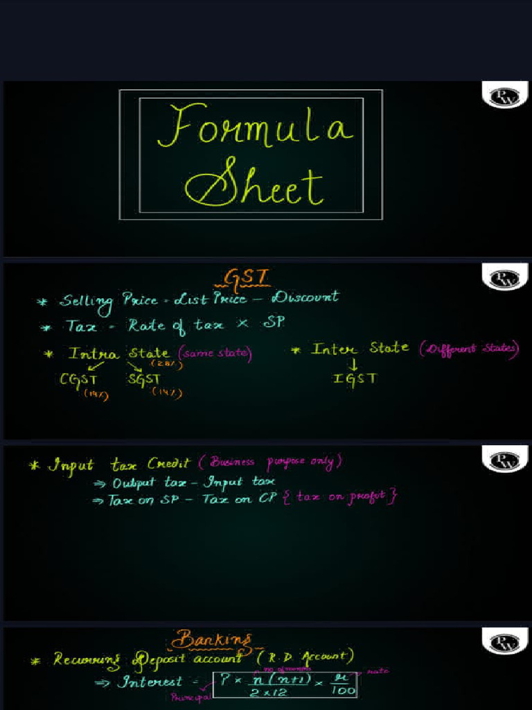 formula sheet maths class 10 icse | PDF | Triangle Geometry | Geometric Measurement