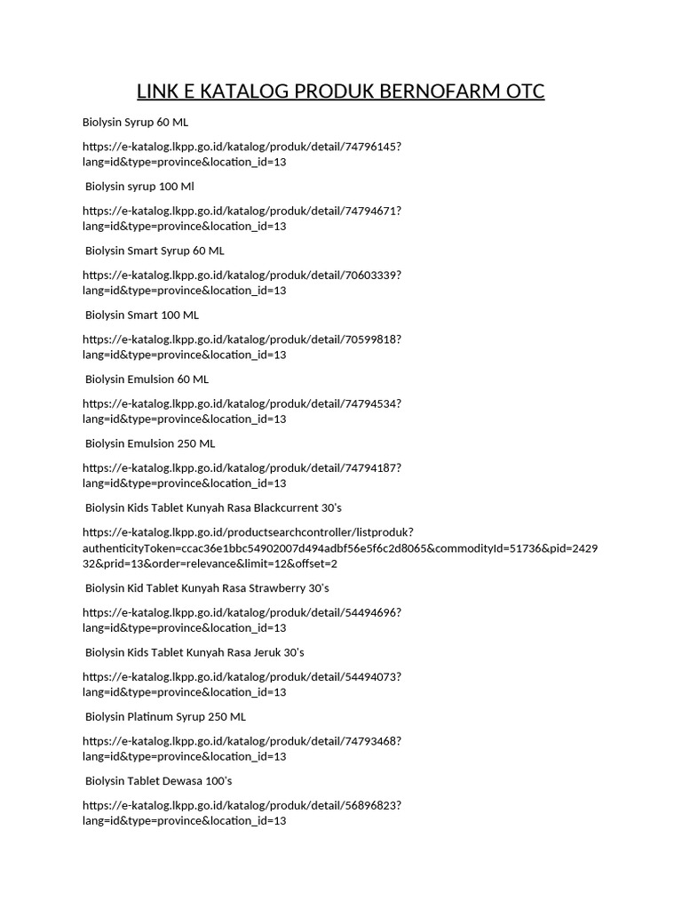 Link e Katalog Produk Bernofarm Otc | PDF | Dietary Supplements | Human Nutrition