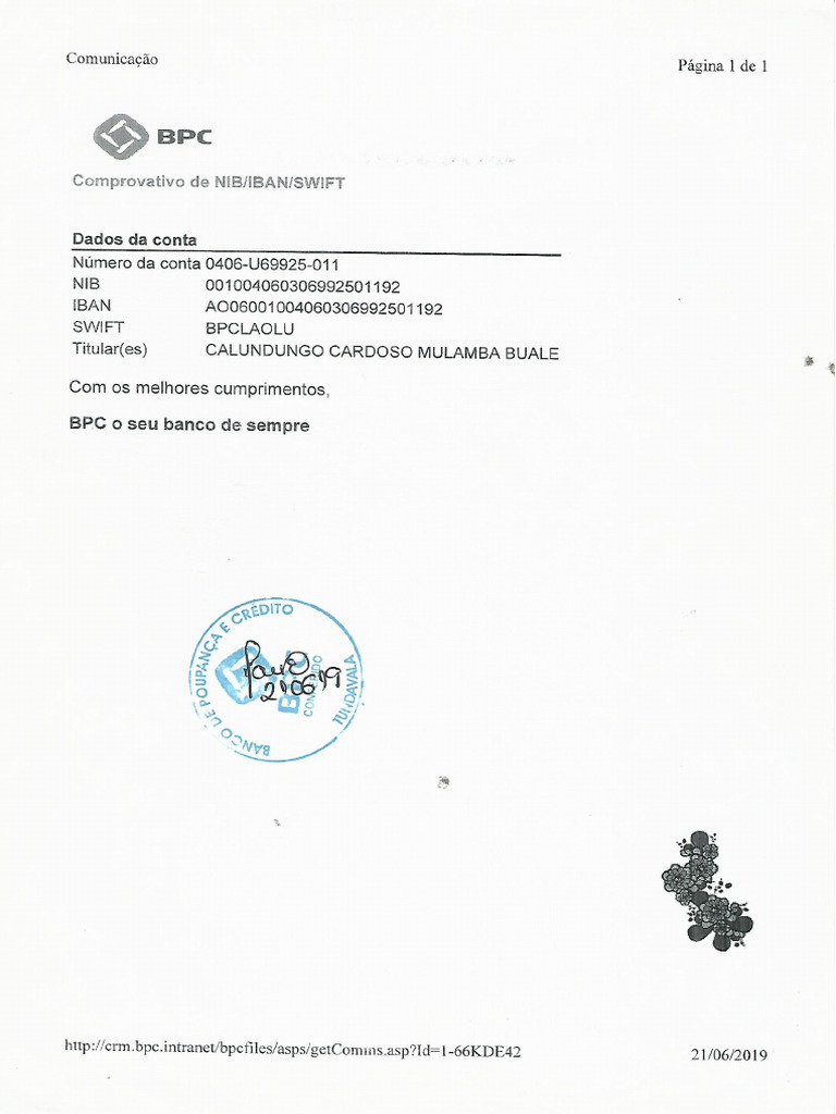 Comprovativo Bancario 0 | PDF