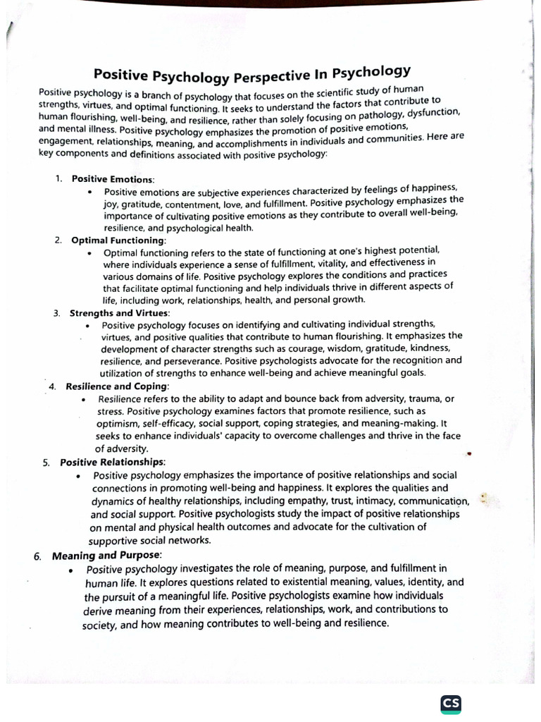 Positive Psychology Perspective | PDF