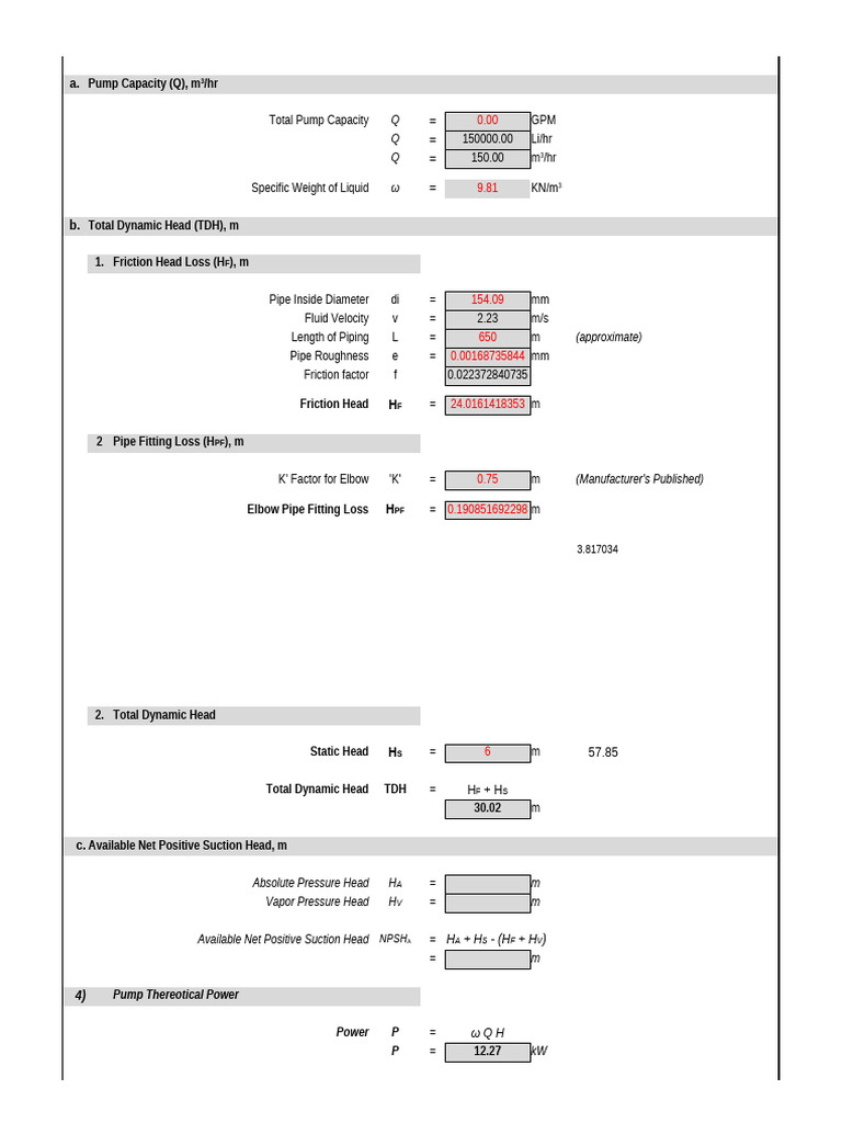 Pump Calculation | PDF