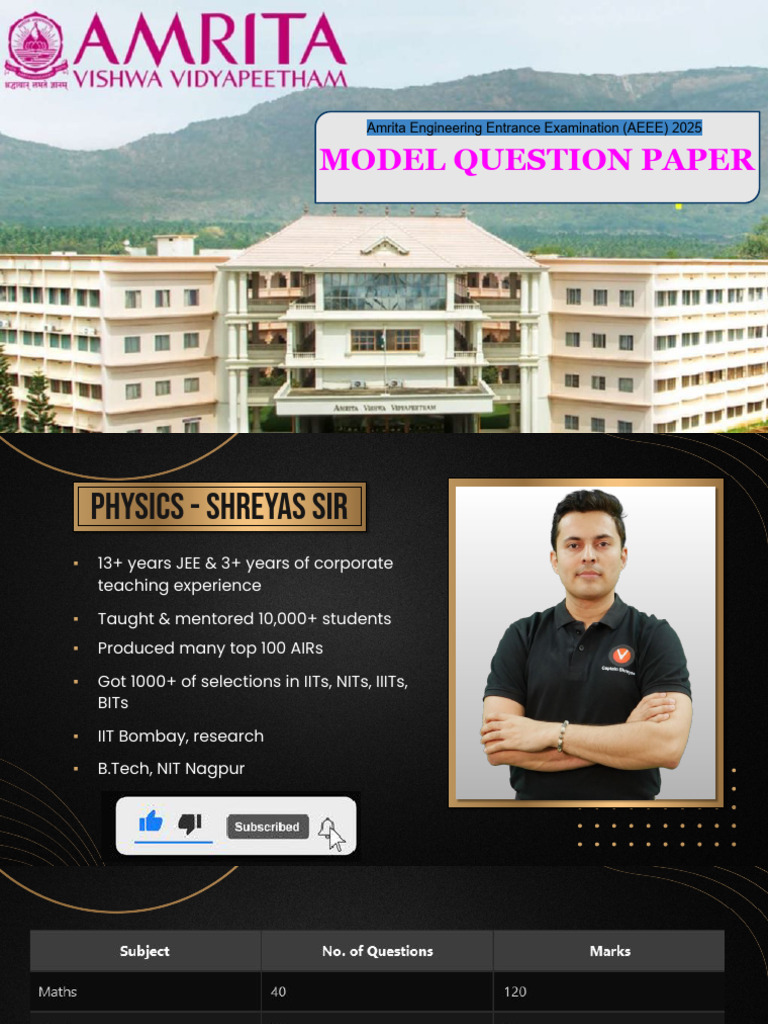 AEEE 2025 Model Question Paper | PDF | Vocational Education | Student ...