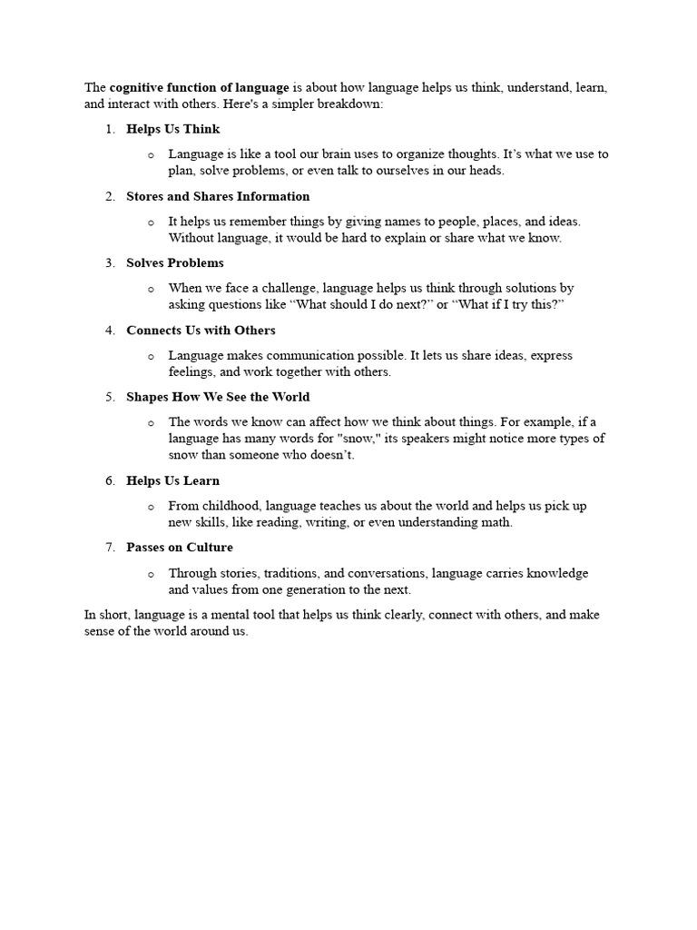 The Cognitive Function of Language | PDF