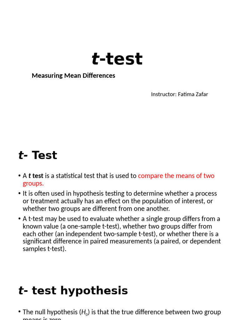 Lecture 9_t-test | PDF | Student's T Test | Effect Size