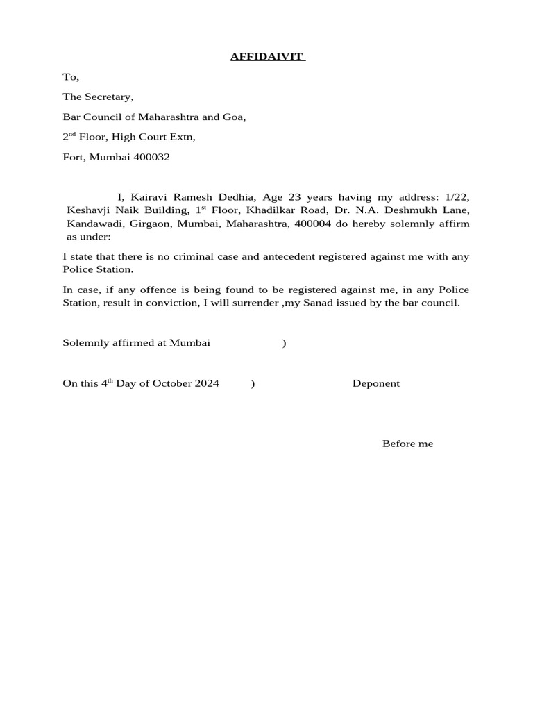 AFFIDAVIT Police Verification | PDF